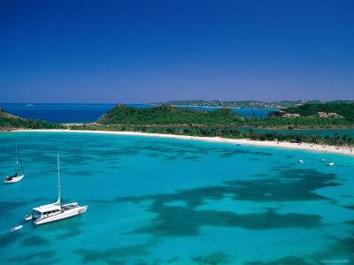 'Deep Bay, Beach and Yachts, Blue Water, Antigua, Caribbean Islands ...
