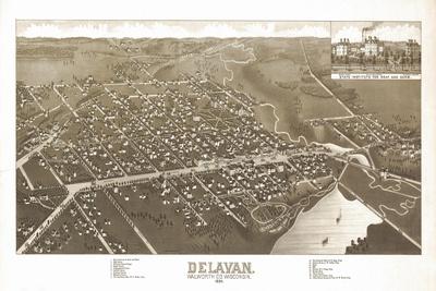 'Delavan, Wisconsin - Panoramic Map' Print - Lantern Press | AllPosters.com