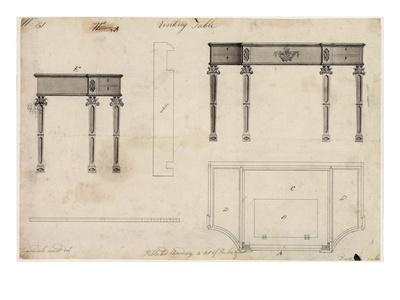 'Design for a Writing Table (Pen and Ink with Grey Wash over Graphite ...