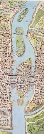 'Detail of the Ile De La Cité, from the Map of Paris C. 1540, known as ...