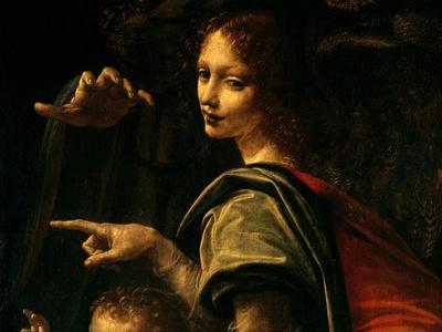 'Detail of the Virgin with Rocks, Saint John the Baptist Pointing ...