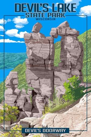 'Devils Lake State Park, Wisconsin - Devils Doorway - Lantern Press ...