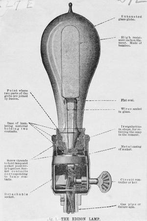 'Diagram of the Edison Lamp' Giclee Print | AllPosters.com