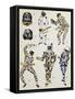 Different Masks and Costumes for Character of Harlequin, Commedia Dell ...