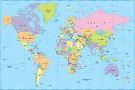 'Colored World Map - Borders, Countries and Cities - Illustration ...