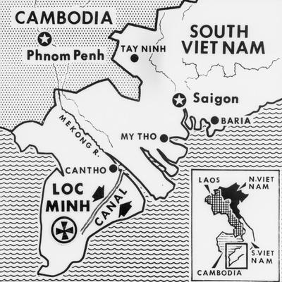 'Display of Map Showing Battles of Vietnam War' Giclee Print ...