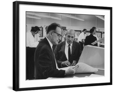 'Dr. John Mauchly and Sperry Rand VP J. Presper Eckert Examining Data ...