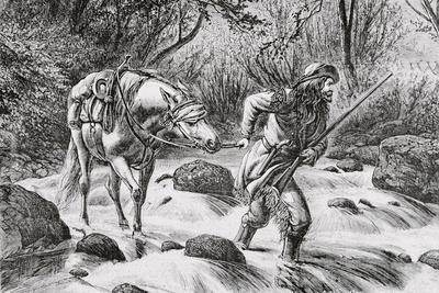 'Early Frontiersman Passing a River Scene' Giclee Print | AllPosters.com