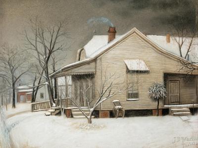 'East Dallas House in Snow, 1913 (Pastel on Paper)' Giclee Print - John ...