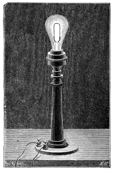 Edisons Incandescent Light Globe In A Table Lamp Fitting 1891