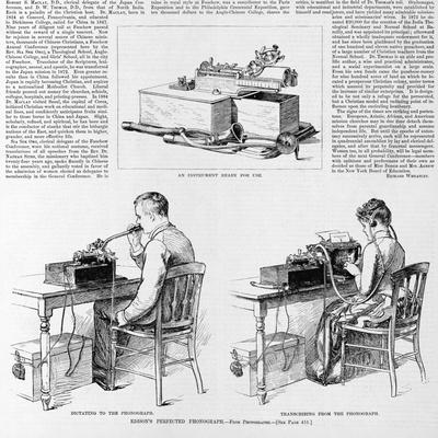'Edison's Perfected Phonograph. from Photographs. See Page 415 ...