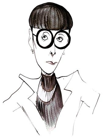 'Edith Head, American costume designer, caricature with glasses' Giclee ...