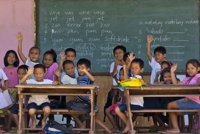 'Education, Students Having a Class in a Village School, Bohol Island ...