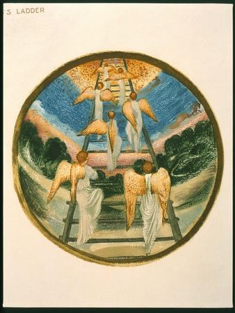 Jacob's Ladder, Angels Returning Tp Heaven, Plate 111 from 'The Flower ...