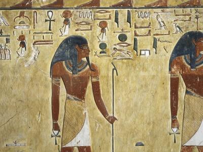 Egypt Valley Of The Kings Tomb Of Seti I Mural Painting Of Two Gods