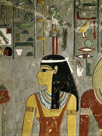 'Egyptian Antiquity: Nephtis goddess (Nephtys ou Neftis) painted on the ...