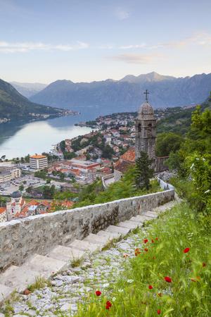 'Elevated View over Kotor's Stari Grad (Old Town) and the Bay of Kotor ...