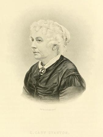 'Elizabeth Cady Stanton, American Women's Rights Leader. Engraving Ca ...