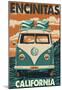 'Encinitas, California - Vw Van Blockprint' Print | AllPosters.com