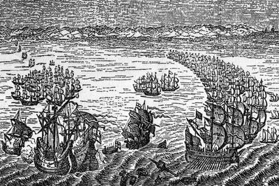 'English Fleet Attacking Spanish Armada' Giclee Print | AllPosters.com