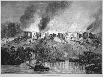 'New England White Settlers Attack the Pequot Indian Fort During the ...