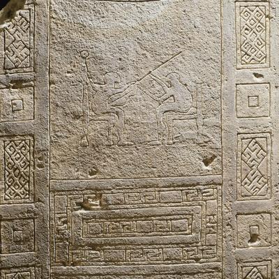 'Engraved Stela Representing Two People Sitting, Apulia, Italy' Giclee ...