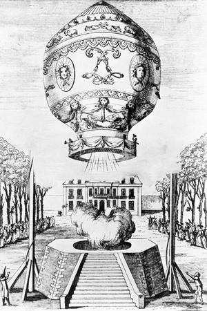 'Engraving of the First Flight of Humans in a Hot Air Balloon' Giclee ...