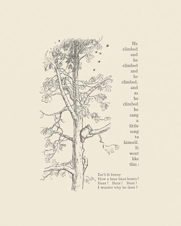 'Pooh Climbing Tree' Poster - Ernest H Shepard | AllPosters.com
