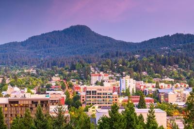'Eugene, Oregon, USA downtown cityscape at dusk' Photo | AllPosters.com