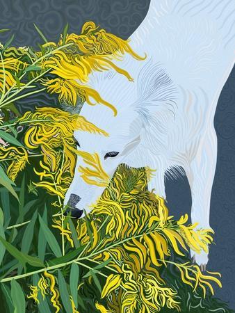 Goatdbeard White Dog and Goldenrod (Digital Art) Giclee Print - Evan ...