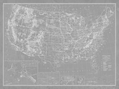 'Explorer - USA Map - Graphite' Giclee Print - The Vintage Collection ...