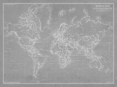 'Explorer - World Map - Graphite' Giclee Print - The Vintage Collection ...