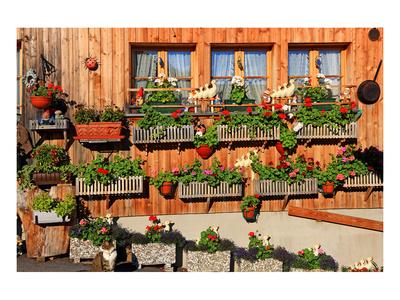 'Facade of a Farmhouse decorated with Flowers, Beatenberg, Canton of ...