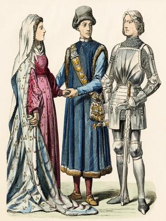 'Fashion: Costume of Couple of the German Bourgeoisie, and Knight ...