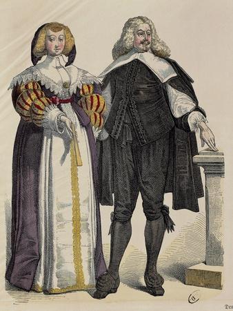 Fashion Plate Depicting Middle Class Couple. Print, around 1700 Giclee ...