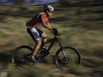 'Fast Moving Mountain Biker, Mt. Bike' Photographic Print - Michael ...