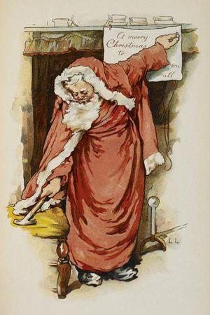 Father Christmas leaving a message Giclee Print | AllPosters.com