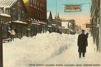 Fifth Street in Winter, Calumet, Michigan | AllPosters.com