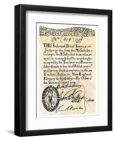 'First American Paper Money, Colonial Massachusetts, 1690' Giclee Print ...