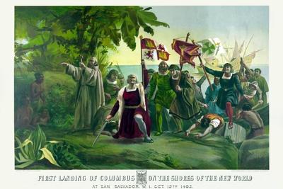 'First landing of Christopher Columbus on the shores of the New World ...