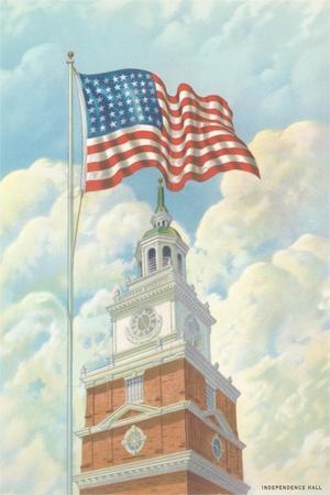 Flag over Indepence Hall, Philadelphia, Pennsylvania Prints ...