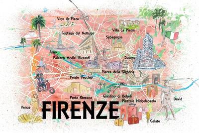 'Florence Italy Illustrated Map with Roads Landmarks and Highlights ...