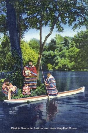 'Florida - Seminole Indians by a Dug-Out Canoe' Posters - Lantern Press ...