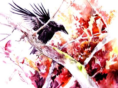 'Flying Raven In The Fall' Prints - Suren Nersisyan | AllPosters.com