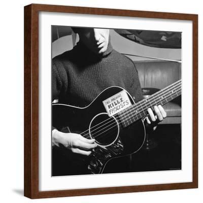 'Folk Singer Woody Guthrie Playing Guitar with Sign on It Reading This ...