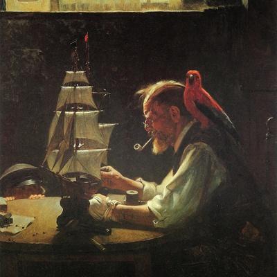 'For a Good Boy (or Sea Captain Building Ship Model)' Giclee Print ...