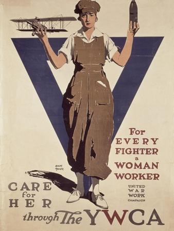 'For Every Fighter a Woman Worker, 1st World War Ywca Propaganda Poster ...
