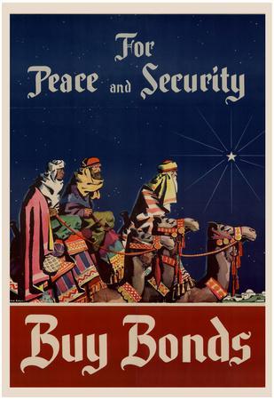 'For Peace and Security Buy Bonds WWII War Propaganda Art Print Poster ...