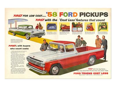 'Ford 1958 `58 Ford Pickups' Premium Giclee Print | AllPosters.com