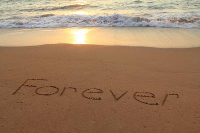 'Forever Written in the Sand on a Beach at Sunset.' Photographic Print ...